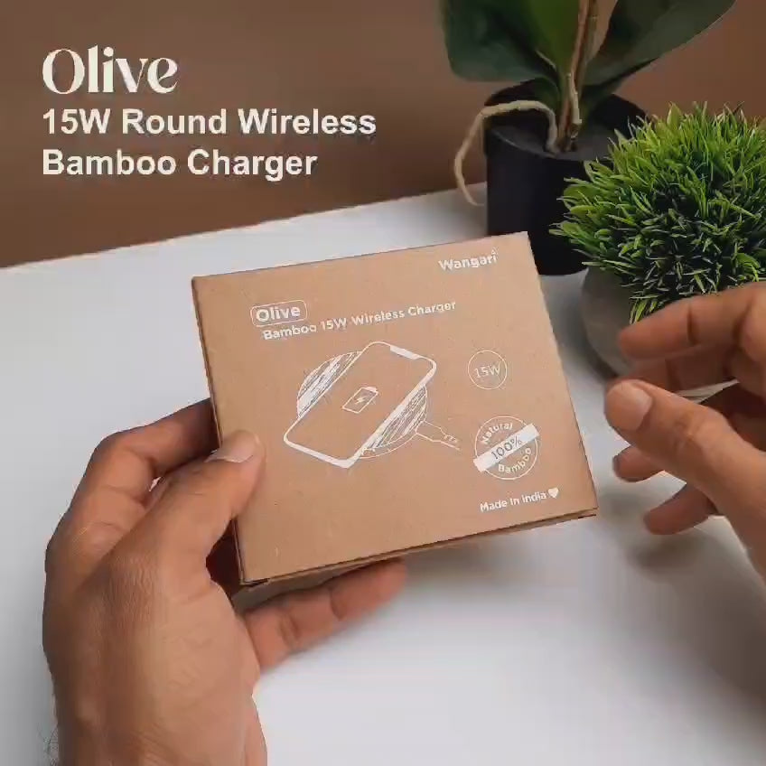 Olive 15W Round Wireless Bamboo Charger – Wangari